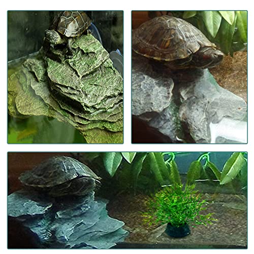 Tfwadmx Turtle Basking Platform Tortoise Dock Resin Resting Rock Aquatic Habitat Accessories Aquarium Landscape Decoration for Frogs, Newts, Salamanders, Reptiles(L)