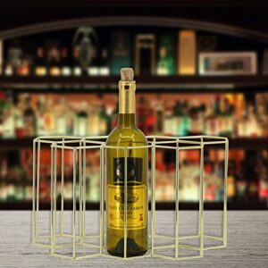 HOMOKUS Wine Rack Countertop Metal Wine Holder 9 Bottles Tabletop Wine Rack Storage Wine Shelf Portable Wine Cabinet Freestanding Wine Holder for Bar Counter Restaurant Table and Living Room (Gold)