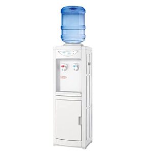 comft top loading water cooler water dispenser - cold & cool water, child safety lock, 5 gallon water dispenser for home office school kitchen with storage cabinet, white (rr1)