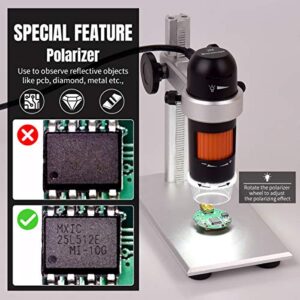 Polarizer USB Microscope, Topnisus True 5MP Electron Microscope, 250x Digital Camera Compatible with MacBook Windows PC for Coins Collection, Micro Soldering