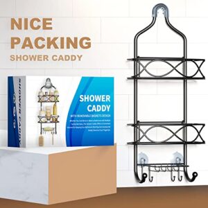 GAOKASE Hanging Shower Caddy Over Shower Head, Black Rust Proof Metal Large Bathroom Organizer for Shampoo, Conditioner, Body Wash, Soap, Razors, Shower Sponge, Loofahs and Bath Rack