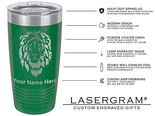 LaserGram 20oz Vacuum Insulated Tumbler Mug, Farm Tractor, Personalized Engraving Included (Green)