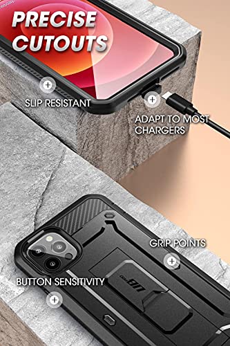 SUPCASE Unicorn Beetle Pro Series Case for iPhone 13 Pro Max (2021 Release) 6.7 Inch, Built-in Screen Protector Full-Body Rugged Holster Case (Black)