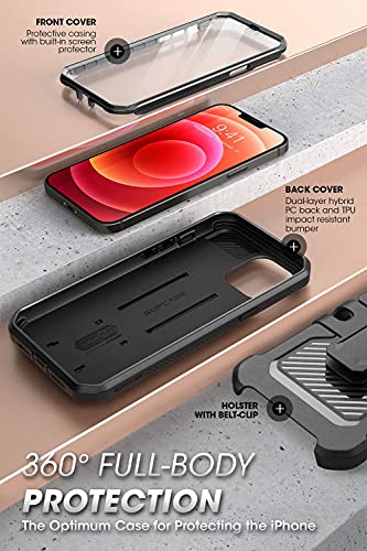 SUPCASE Unicorn Beetle Pro Series Case for iPhone 13 Pro Max (2021 Release) 6.7 Inch, Built-in Screen Protector Full-Body Rugged Holster Case (Black)