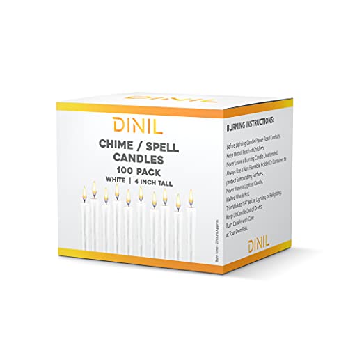 Dinil - Spell Candles for Rituals, Birthdays, Spells, Premium Chime Candles ( 100, White)