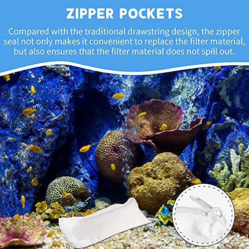 10 Pieces Small Aquarium Filter Bags with Zipper 3 x 8 Inch Fine Filter Media Bags 150 Micra Mesh Bags Reusable Fish Tank Charcoal Filter Bag for Activated Carbon Fresh or Saltwater Tanks