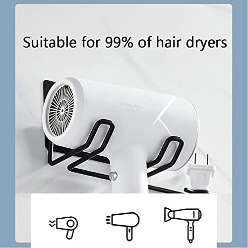 ARFUKA Hair Dryer Holder Bathroom Hair Dryer Holder Hair Care Tools Holder Wall Mount Hair Care & Styling Tool Organizer Storage Self Adhesive (Black)