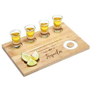 lobubt shot glasses serving tray shot glass holder with salt rim funny shot glasses board good helper for bar,restaurant,party,family gathering, gifts for men gifts for women