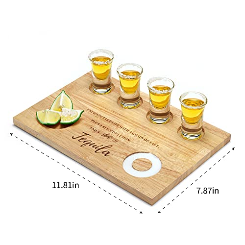 LOBUBT Shot Glasses Serving Tray Shot Glass Holder with Salt Rim Funny Shot Glasses Board Good Helper for Bar,Restaurant,Party,Family Gathering, Gifts for Men Gifts for Women