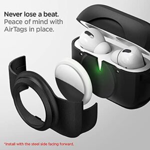 Spigen Tag Armor Duo Designed for Airpods Pro Case and AirTag Case Cover with Keychain [Dual Layer Solid Protection] - Matte Black