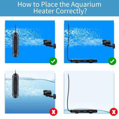 AQQA Aquarium Heater 500W 800W Submersible Fish Tank Heater with Double Explosion-Proof Quartz Tubes and External LED Display Controller for Marine Saltwater and Freshwater