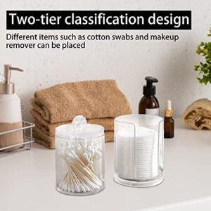 Qtip Holder Dispenser, Clear Acrylic Cotton Swab Ball Pad Storage Jars, Stackable Save Space Makeup Cotton Organizer for Bathroom Counter Vanity