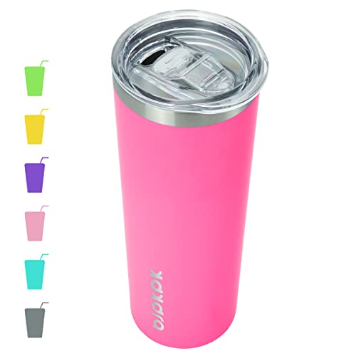 BJPKPK 20 oz Skinny Tumbler with Lid Slim Insulated Travel Coffee Cup Stainless Steel Thermal Mug,Pink