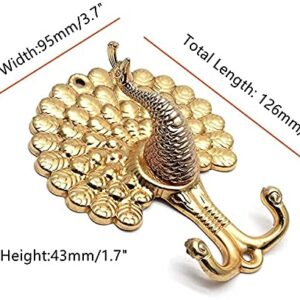 Dahszhi Dual Prong Hooks 3D Design Retro Peacock Shape Decorative Curtain Hooks in Red Copper Tone - Pack of 2pcs