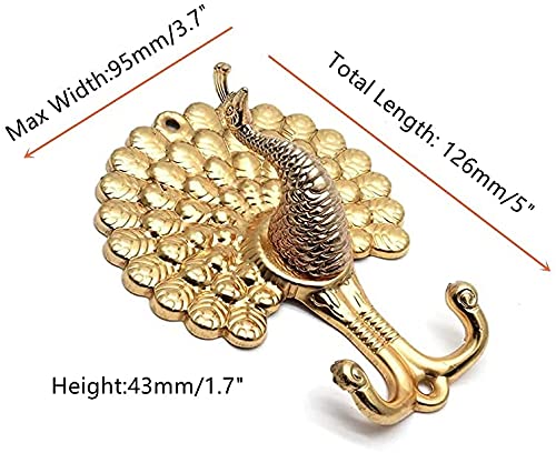 Dahszhi Dual Prong Hooks 3D Design Retro Peacock Shape Decorative Curtain Hooks in Red Copper Tone - Pack of 2pcs