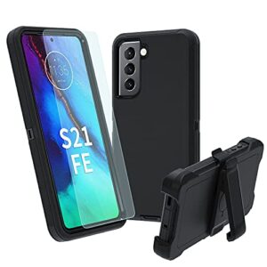 samsung galaxy s21 fe 5g case, s21 fe heavy duty case,[military grade protective ][shockproof] [dropproof] [dust-proof], compatible with samsung galaxy s21 fe 5g (black)