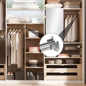 16 PCS Stainless Steel Closet Rod Brackets, 1 Inch Dia Heavy Duty Socket Flange Rod Holder, Shower Curtain Rod Pole End Supports, Open Type Wardrobe Bracket Holder with Screws U-Shaped, Silver