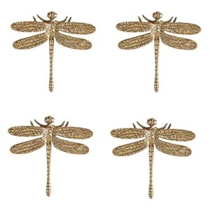 lipengtaohome decorative hook dragonfly sculpture wall decoration hook brass hook wall hooks bathroom hooks towel hooks (color : gold, size : set of 4)