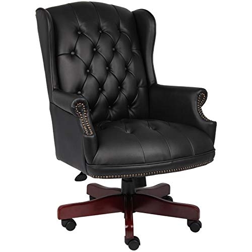 BOWERY HILL Traditional High Back Faux Leather Tufted Executive Chair in Black