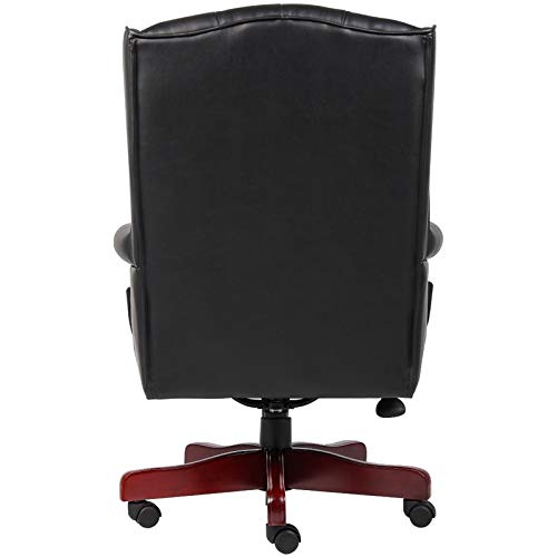 BOWERY HILL Traditional High Back Faux Leather Tufted Executive Chair in Black