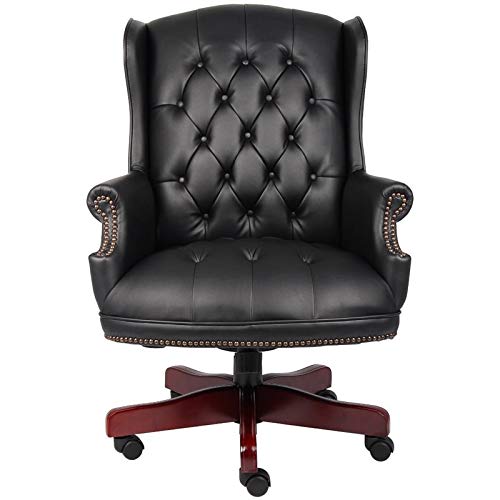 BOWERY HILL Traditional High Back Faux Leather Tufted Executive Chair in Black