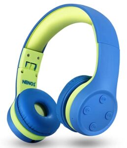 nenos bluetooth kids headphones wireless kids headphones 93db limited volume wireless headphones for kids boys girls school headphones classroom (blue l)