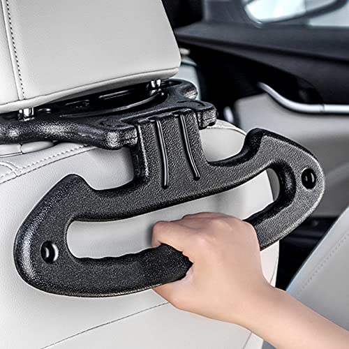 ihreesy Car Rear Seat Coat Hanger,Multifunction Folding Headrest Clothes Hanger Distance Between 115mm-120mm Hanger Hook Organizer Holder,Black