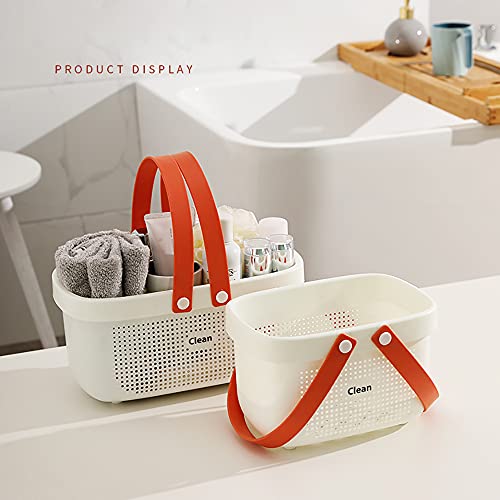 SOUJOY 2 Pack Plastic Basket with Handles, Portable Shower Caddy Basket, Caddy Storage Organizer for Shampoo, Conditioner, Lotion, Bathroom, College Dorm and Kitchen