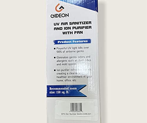 Gideon UV Air Purifier & Ion with Fan 2pack | 3-in-1 Wall Mounted UV Ionizer | Cleans, Freshens & Circulates Indoor Air Via Active Oxygen | For Home & Office