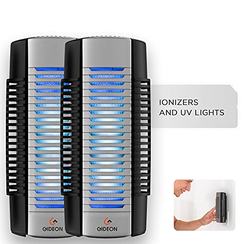 Gideon UV Air Purifier & Ion with Fan 2pack | 3-in-1 Wall Mounted UV Ionizer | Cleans, Freshens & Circulates Indoor Air Via Active Oxygen | For Home & Office