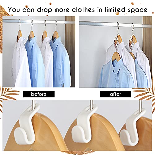 SDUSEIO 30 Pieces Clothes Hanger Connector Hooks Hanger Clip Drop Connecting Grip Clothing Rack Extension Space Saving Hook Home Storage Hook for Coat Hangers Organizer,White+Pink+Blue