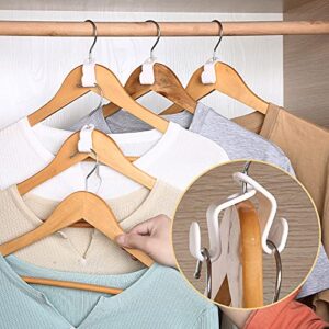 SDUSEIO 30 Pieces Clothes Hanger Connector Hooks Hanger Clip Drop Connecting Grip Clothing Rack Extension Space Saving Hook Home Storage Hook for Coat Hangers Organizer,White+Pink+Blue