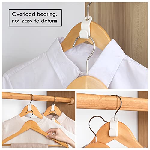 SDUSEIO 30 Pieces Clothes Hanger Connector Hooks Hanger Clip Drop Connecting Grip Clothing Rack Extension Space Saving Hook Home Storage Hook for Coat Hangers Organizer,White+Pink+Blue