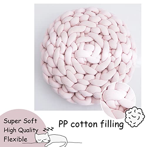 Pet Beds for Small Dogs and Cats，Cozy Cuddler Calming Beds for Indoor Cats，Sleeping Dog Sofa Round Bed Cat Pillow，Hand-Knitted Pet Nest Washable(Light Pink)