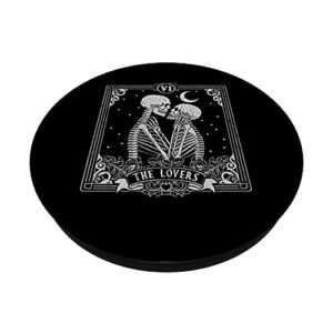 The Lovers Tarot Card Skeleton Halloween Occult Black PopSockets Swappable PopGrip