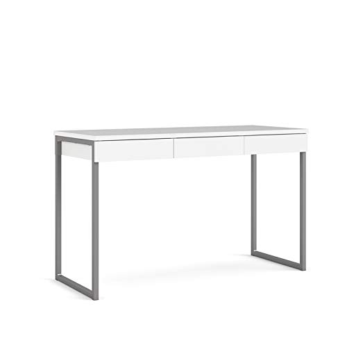 Pemberly Row Contemporary Home Office Multi-Functional Writing Desk with 3 Drawer in White