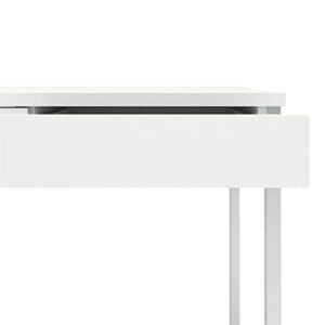 Pemberly Row Contemporary Home Office Multi-Functional Writing Desk with 3 Drawer in White