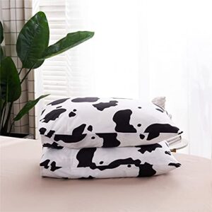 HYPREST Cow Printed Duvet Cover Set Queen Size, 3 Pcs Ultra Soft Cute Duvet Cover Set with Zipper and Corner Ties, Oeko-TEX Certificated