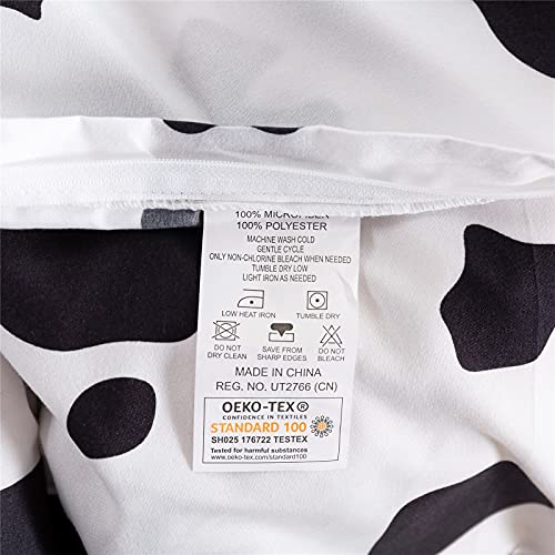 HYPREST Cow Printed Duvet Cover Set Queen Size, 3 Pcs Ultra Soft Cute Duvet Cover Set with Zipper and Corner Ties, Oeko-TEX Certificated