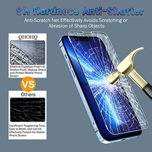 QHOHQ 3 Pack Screen Protector for iPhone 13 Pro Max 6.7 Inch with 3 Pack Tempered Glass Camera Lens Protector, Ultra HD, 9H Hardness, Scratch Resistant, Easy Install - Case Friendly