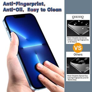 QHOHQ 3 Pack Screen Protector for iPhone 13 Pro Max 6.7 Inch with 3 Pack Tempered Glass Camera Lens Protector, Ultra HD, 9H Hardness, Scratch Resistant, Easy Install - Case Friendly