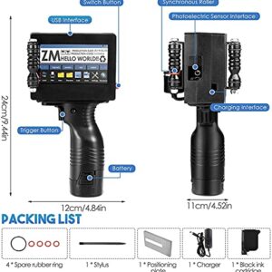 Handheld Inkjet Printer with 4.3 Inch HD Touch Screen, Portable Inkjet Printer with Quick-Drying Ink Cartridge, Handheld Printer for Label/Production Date/Barcode/QR Code(Support 100 Languages)