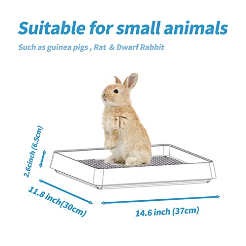 PODOO Rabbit Large Litter Box, Guinea Pig Training Pan Cage with Toilet Tray, Ideal for Rats, Hamsters, Ferret, Bunny Small and Medium Animals, 15x12x3 Inches (Medium)