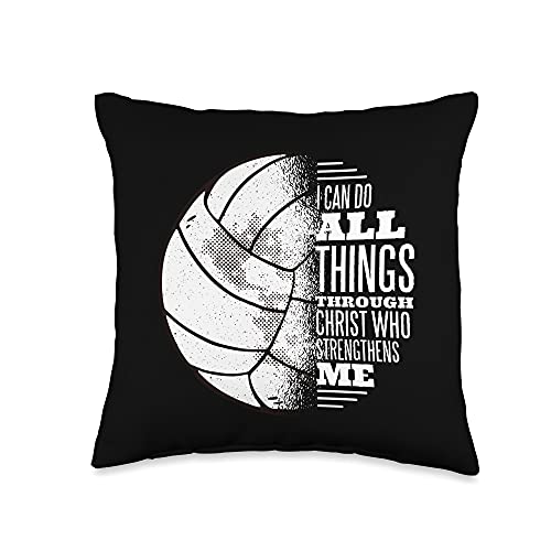 I Can Do All Things Through Christ Volleyball I Can Do All Things Through Christ Who Strengthen Me Throw Pillow, 16x16, Multicolor