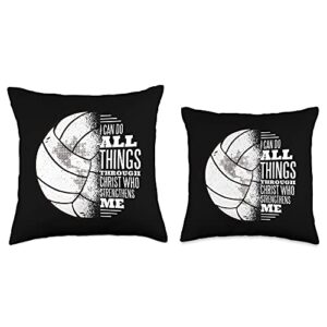 I Can Do All Things Through Christ Volleyball I Can Do All Things Through Christ Who Strengthen Me Throw Pillow, 16x16, Multicolor