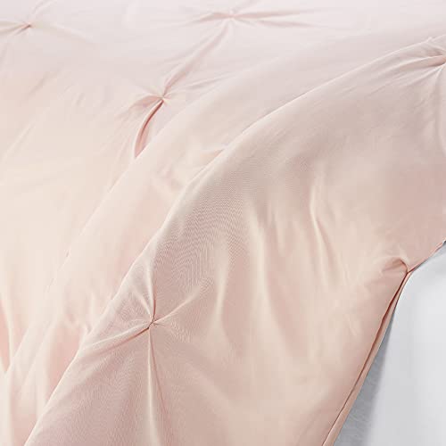 SERTA Simply Clean Ultra Soft 3 Piece Hypoallergenic Stain Resistant Pleated Duvet Cover Set, Full/Queen, Blush