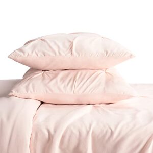 SERTA Simply Clean Ultra Soft 3 Piece Hypoallergenic Stain Resistant Pleated Duvet Cover Set, Full/Queen, Blush