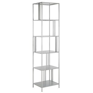 henn&hart 18" wide rectangular bookcase in silver, for home office, living room