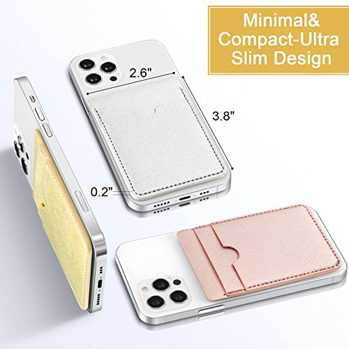 6 Pieces Phone Card Pocket Holder Phone Card Stick PU Leather Cell Phone Card Pocket, ID Credit Card Wallet Phone Case Pouch for Back of Phone Compatible with Most Smartphones (Charming Color)