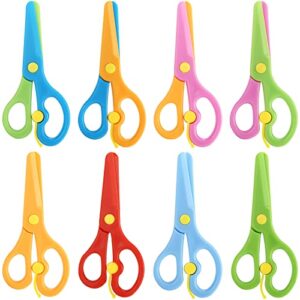 lovestown 8 pcs plastic safety scissors, toddler safety scissors kids plastic scissors toddler scissors age 3 for children art supplies